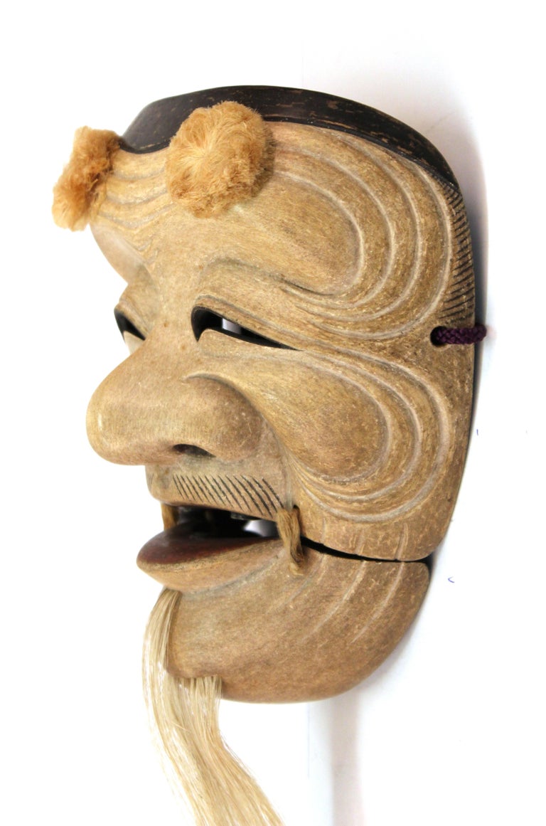 Japanese Meiji Noh Mask of Okina For Sale at 1stDibs