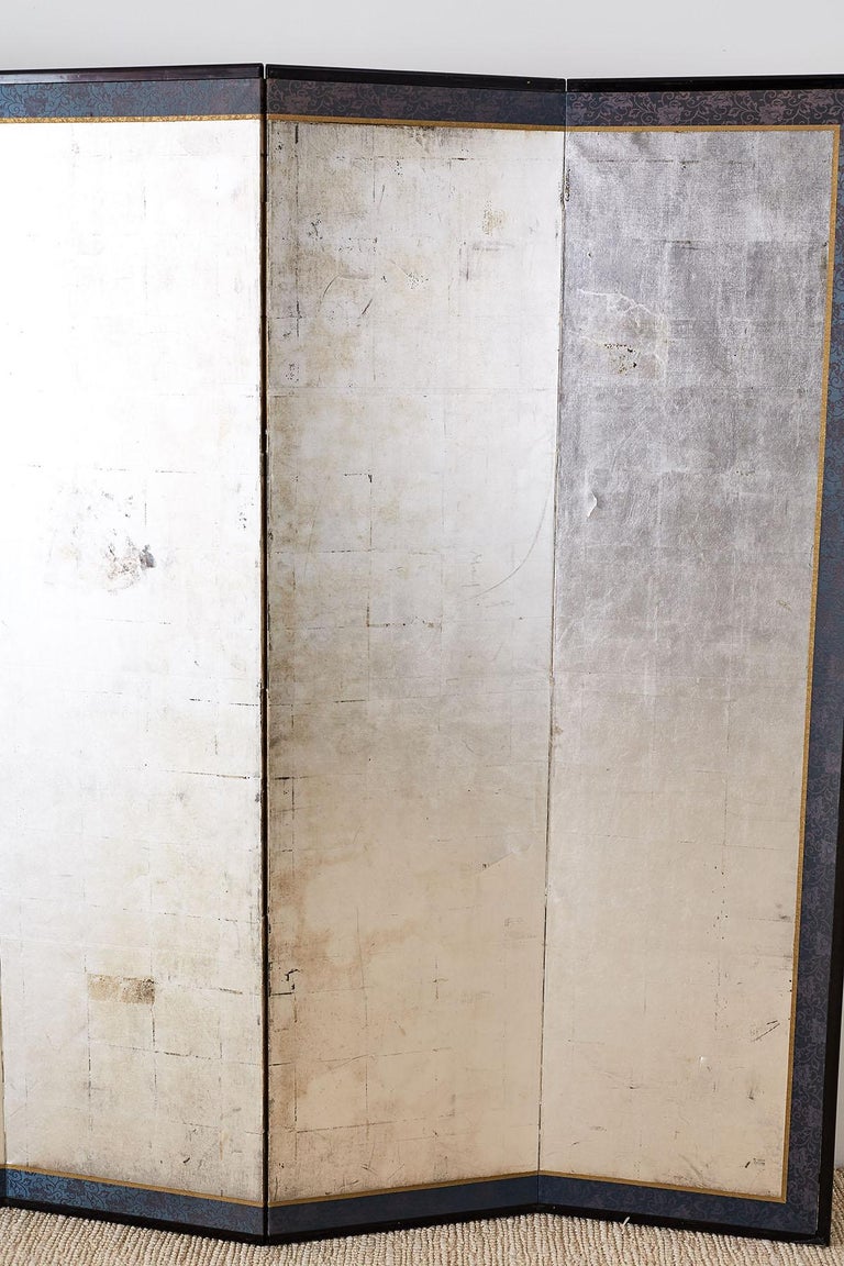 Japanese Meiji Six-Panel Silver Leaf Screen at 1stDibs