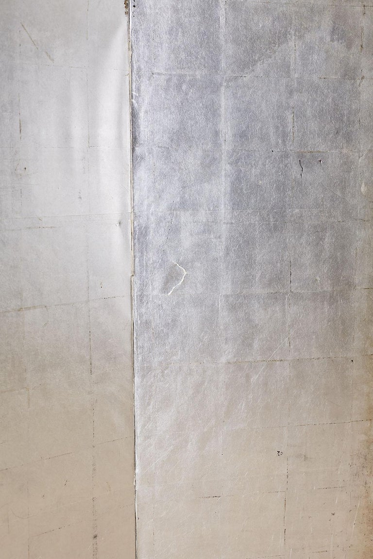 Japanese Meiji Six-Panel Silver Leaf Screen at 1stDibs