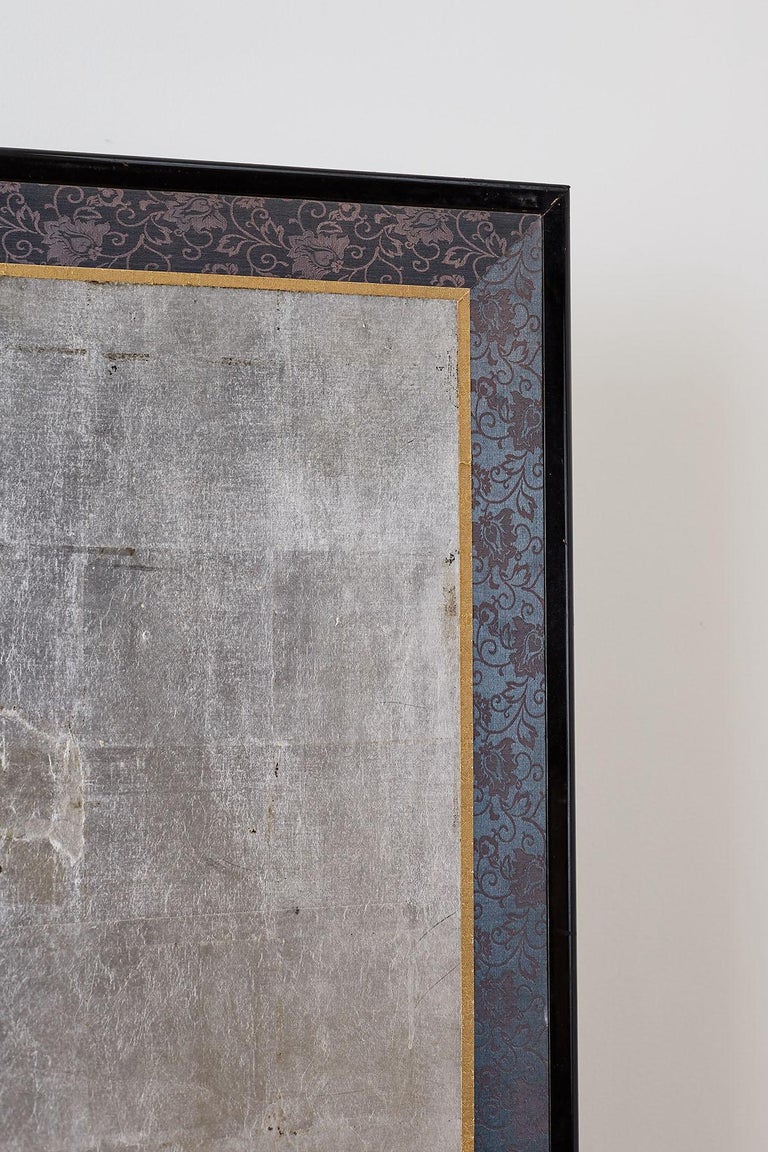 Japanese Meiji Six-Panel Silver Leaf Screen at 1stDibs