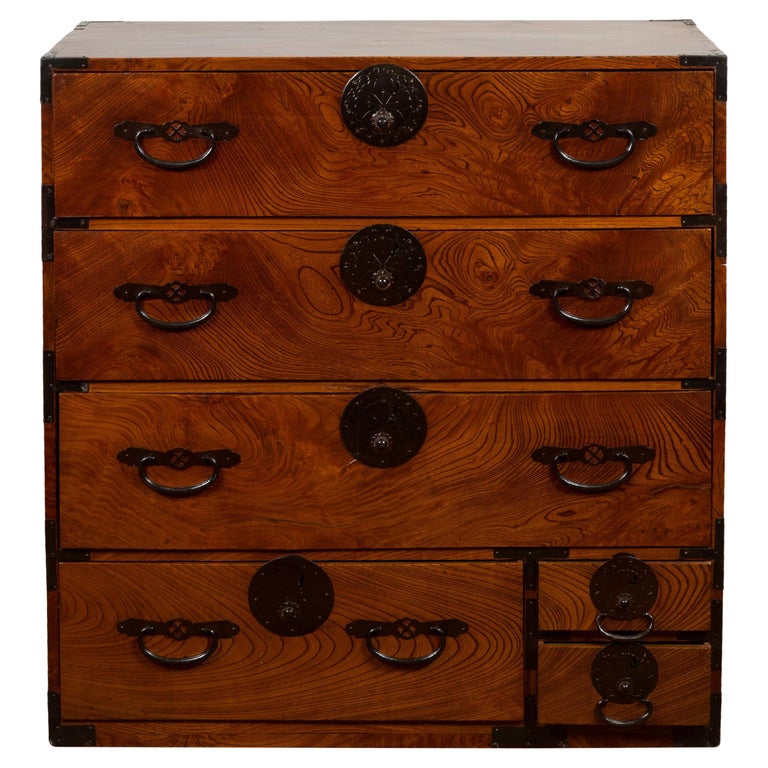 Japanese Meiji Period 19th Century Isho Dansu Clothing Chest with Brown ...