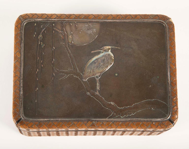 Japanese Meiji Period Box of Woven Cane, Lacquer, Silver and Copper at ...