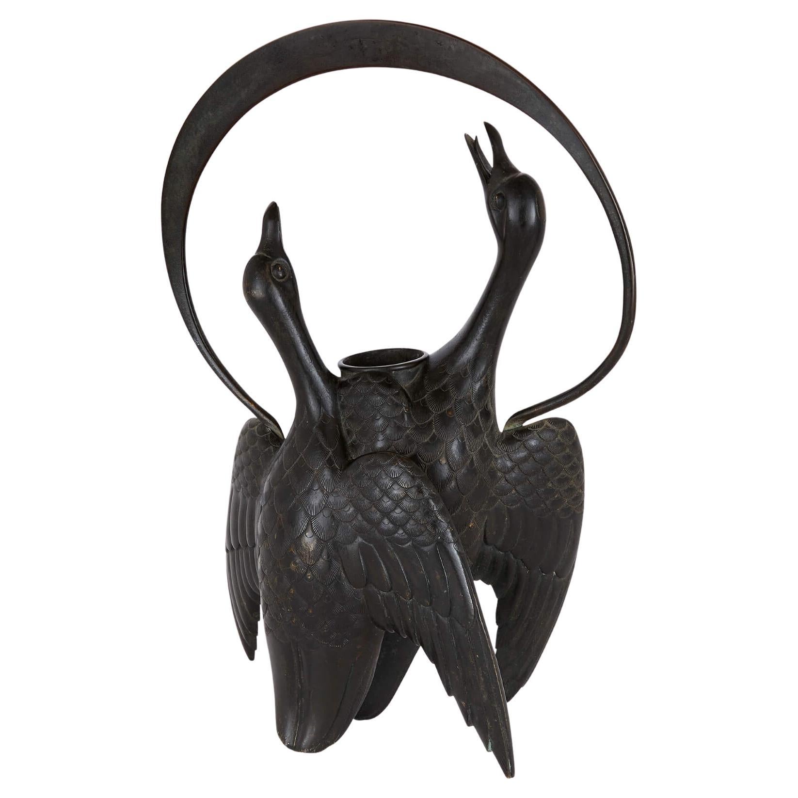 Japanese Meiji Period "Koi" Fish Bronze sculpture and vase c.1900 For ...