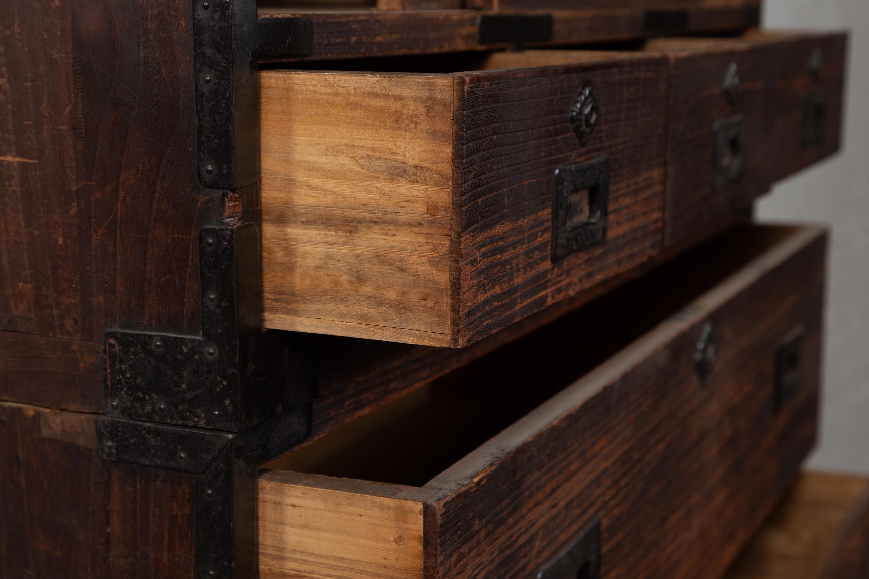 Japanese Meiji Period Kiri Wood Kimono Storage Cabinet with Doors and ...