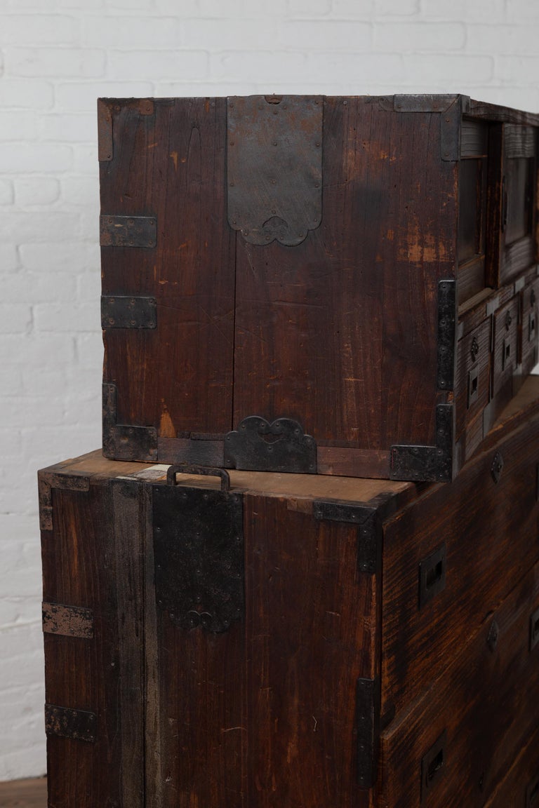 Japanese Meiji Period Kiri Wood Kimono Storage Cabinet with Doors and ...