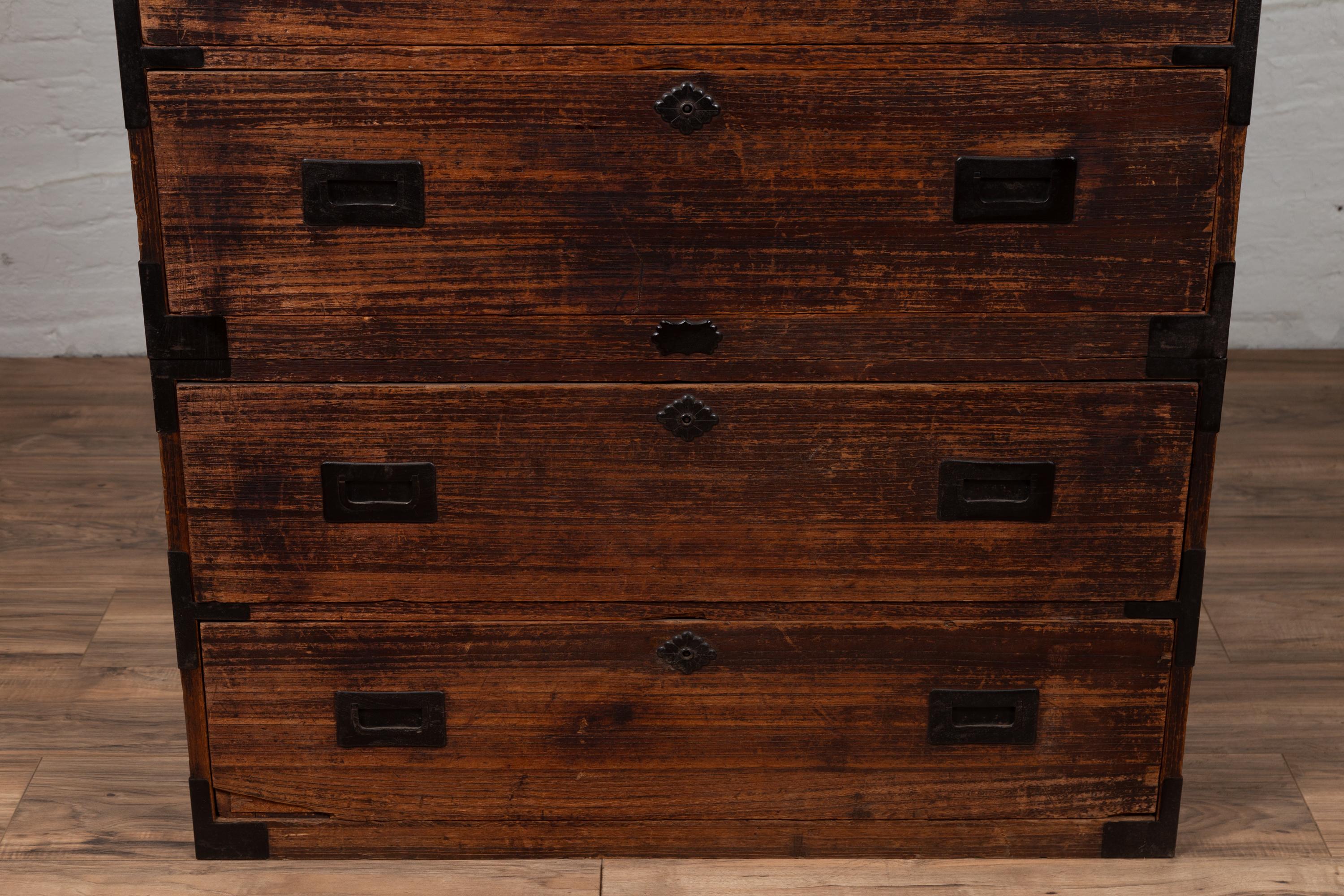 Japanese Meiji Period Kiri Wood Kimono Storage Cabinet with Doors and ...