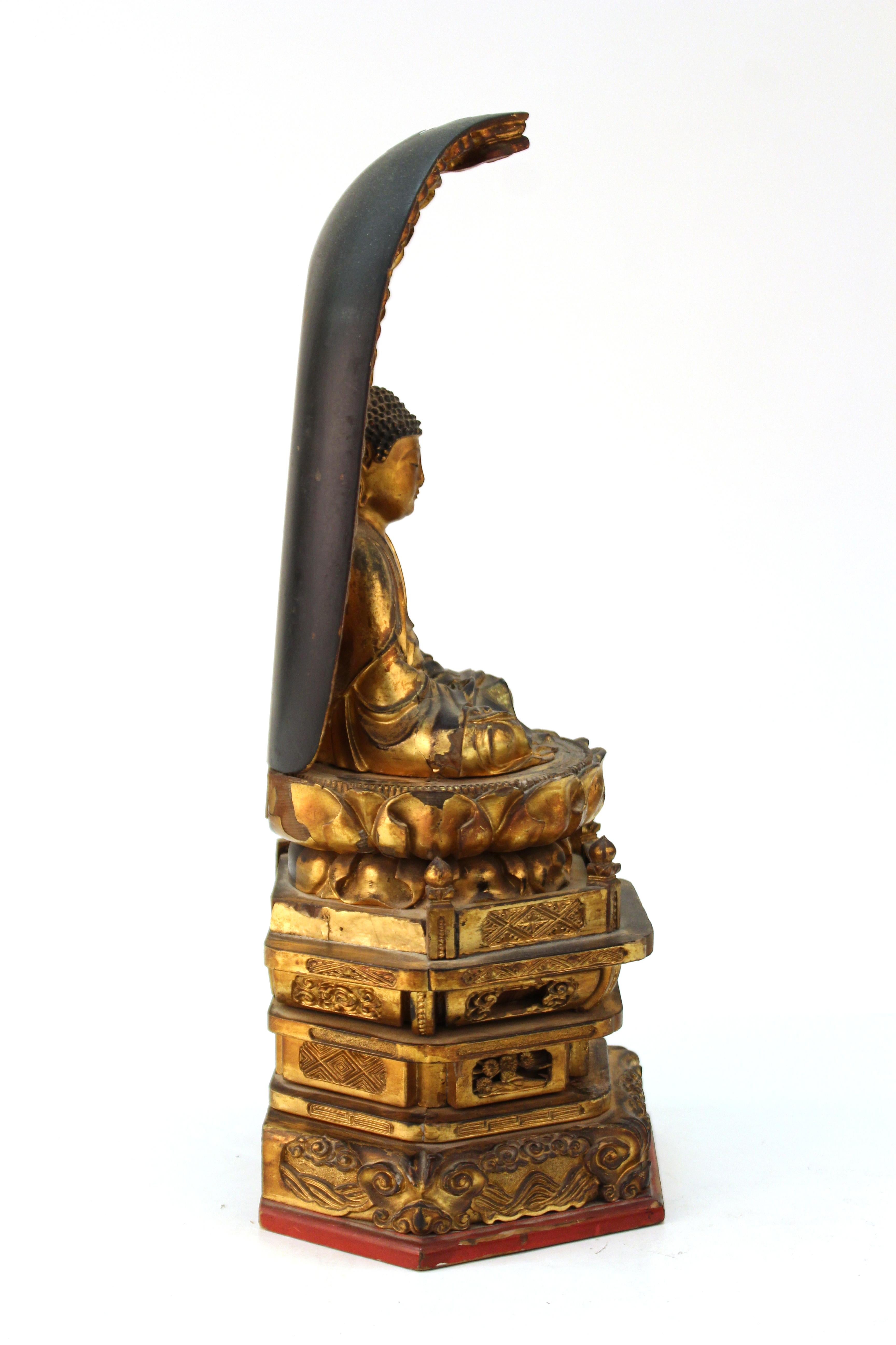 Japanese Meiji Period Lacquered Wood Buddha with Mandorla at 1stDibs ...