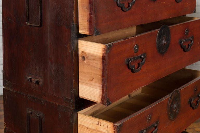 Japanese Meiji Period Late 19th Century Tansu Chest in Sendai Isho ...