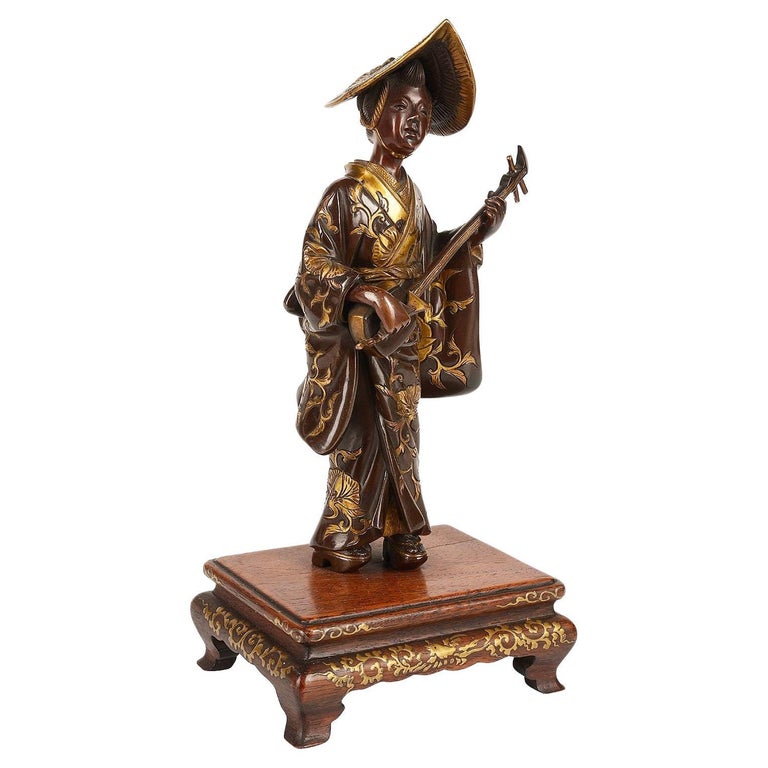 Japanese Meiji Period, Miyao Bronze Statue of a Musician For Sale at ...