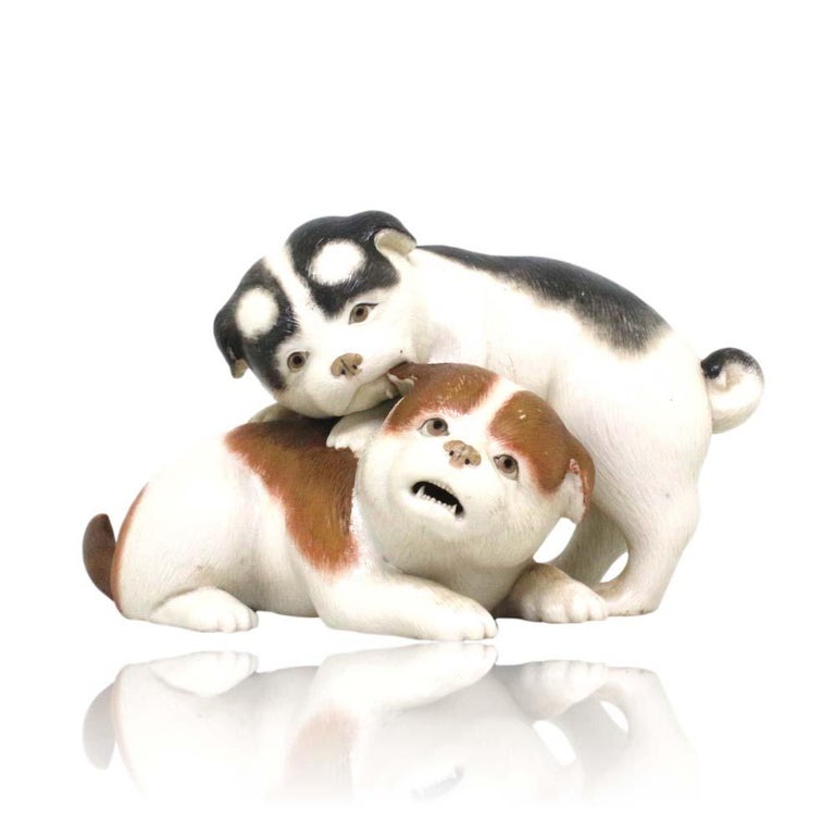 Japanese Meiji Period Porcelain Dog Group Att. Kutani at 1stDibs