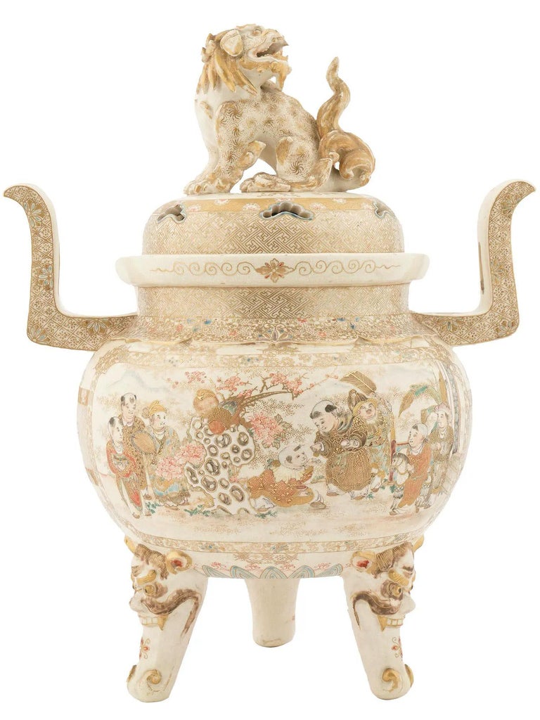 Japanese Meiji Period Satsuma Tripod Censer For Sale at 1stDibs
