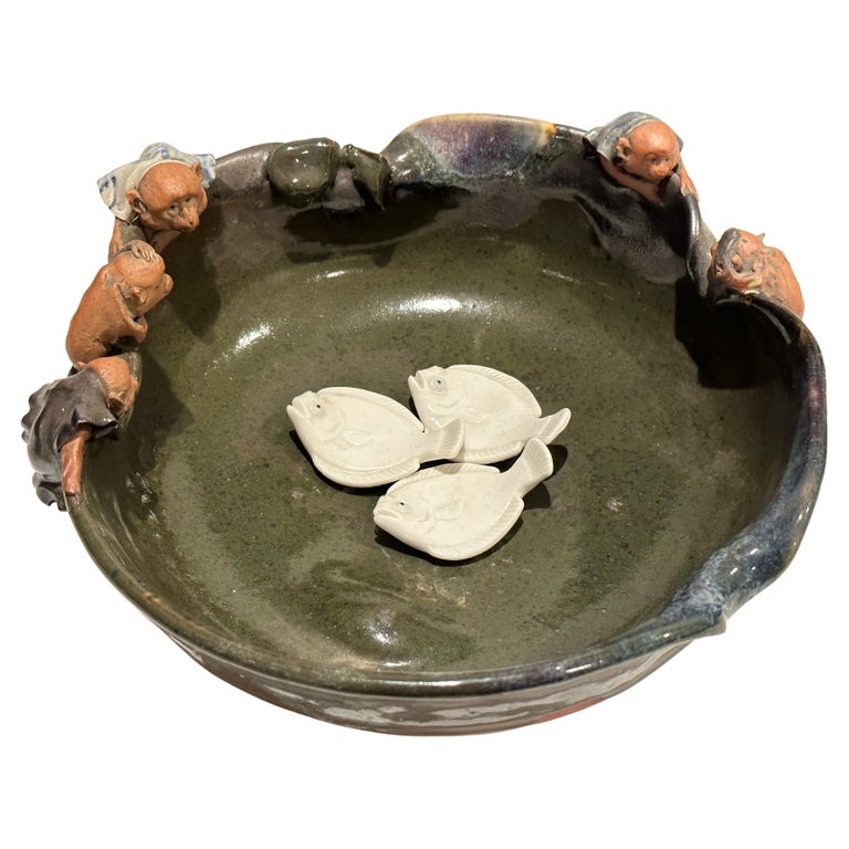 Japanese Meiji Sumida Gawa Bowl With Monkeys For Sale at 1stDibs