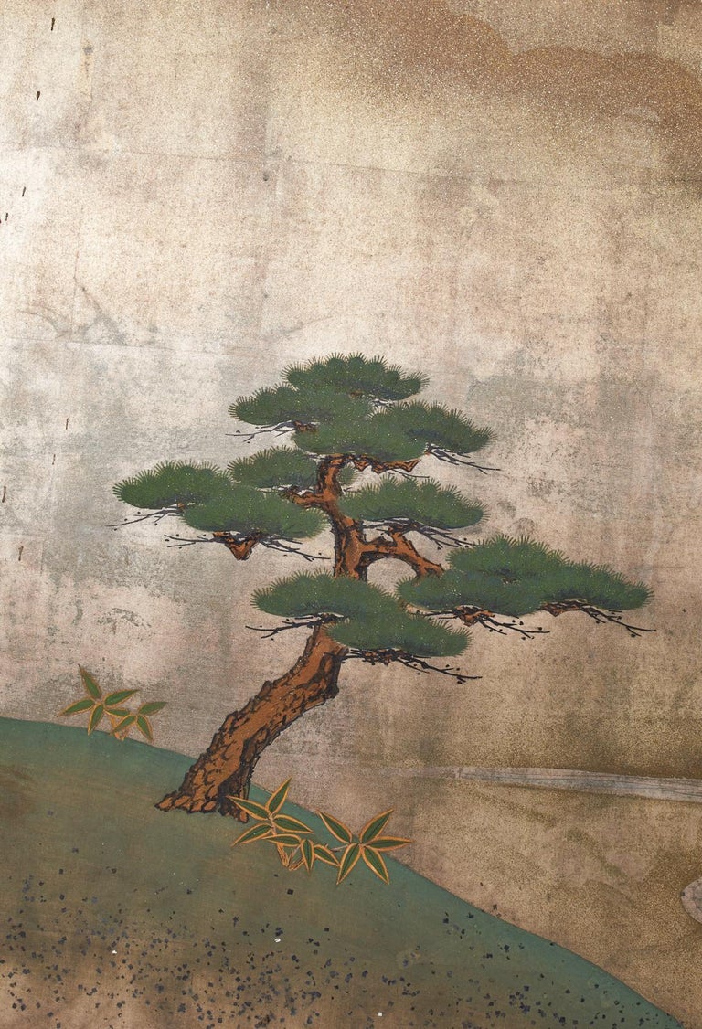 Japanese Meiji Two Panel Screen Cherry Blossoms Yoshino Mountain For ...
