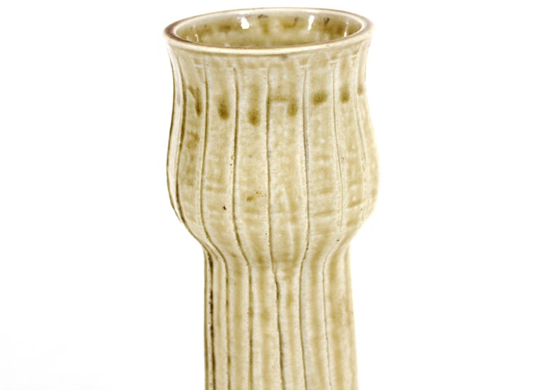 Japanese Mid-Century Glazed Ceramic Lotus Vase For Sale at 1stDibs