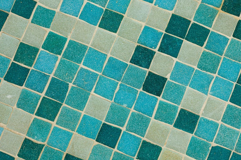 Japanese Mid-Century Murano Glass Blue Tile Top Brass End / Side Table ...