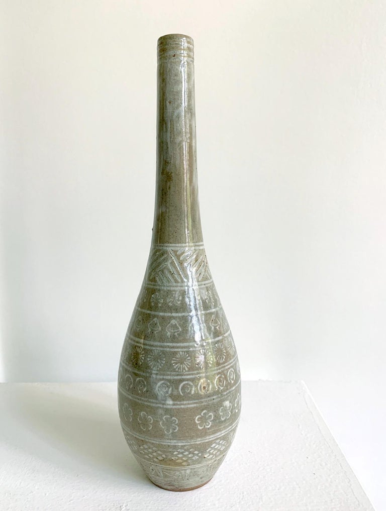 Japanese Mishima Ceramic Vase Meiji Period For Sale at 1stDibs
