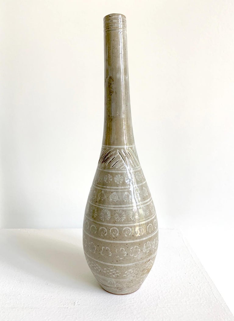 Japanese Mishima Ceramic Vase Meiji Period For Sale at 1stDibs
