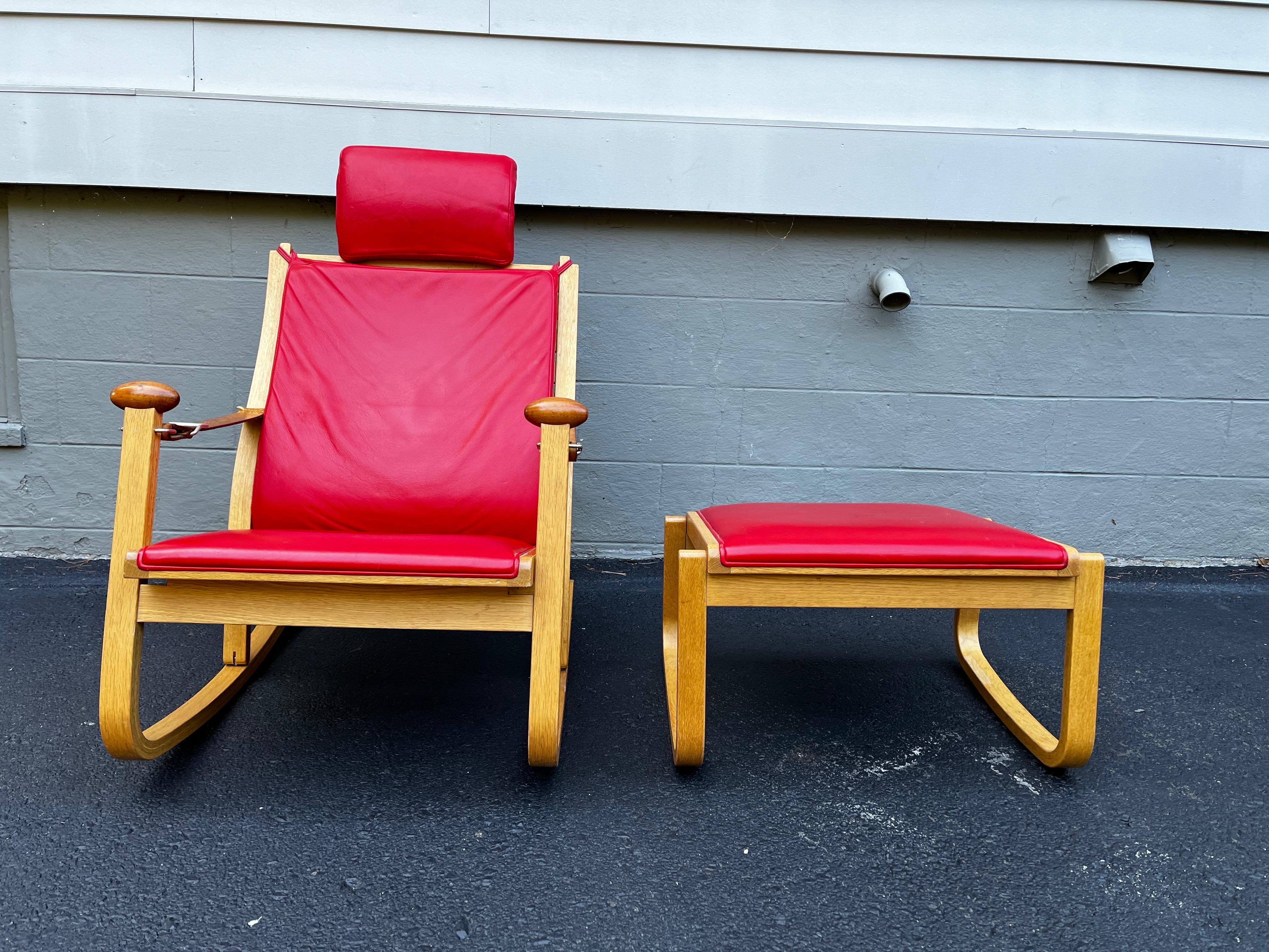 Japanese Modern Bentwood Lounge/ Rocking Chair and Ottoman at 1stDibs