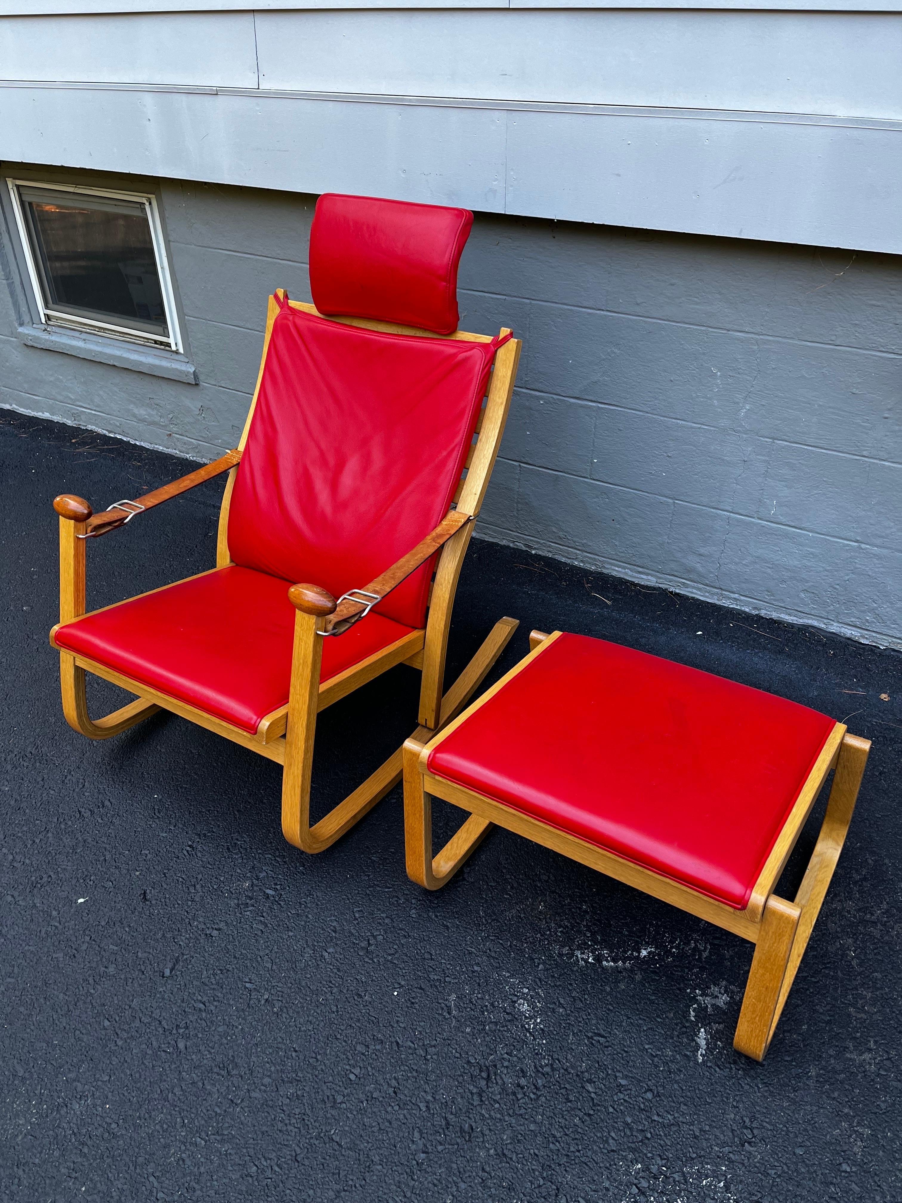Japanese Modern Bentwood Lounge/ Rocking Chair and Ottoman at 1stDibs