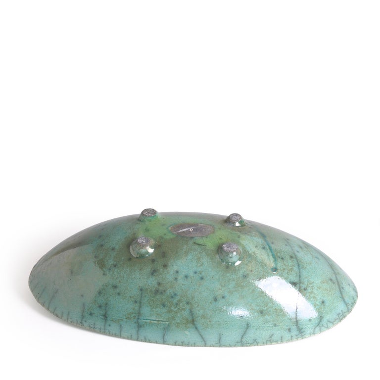 Japanese Modern Long Bowl Legged Raku Ceramic Green Copper For Sale at ...