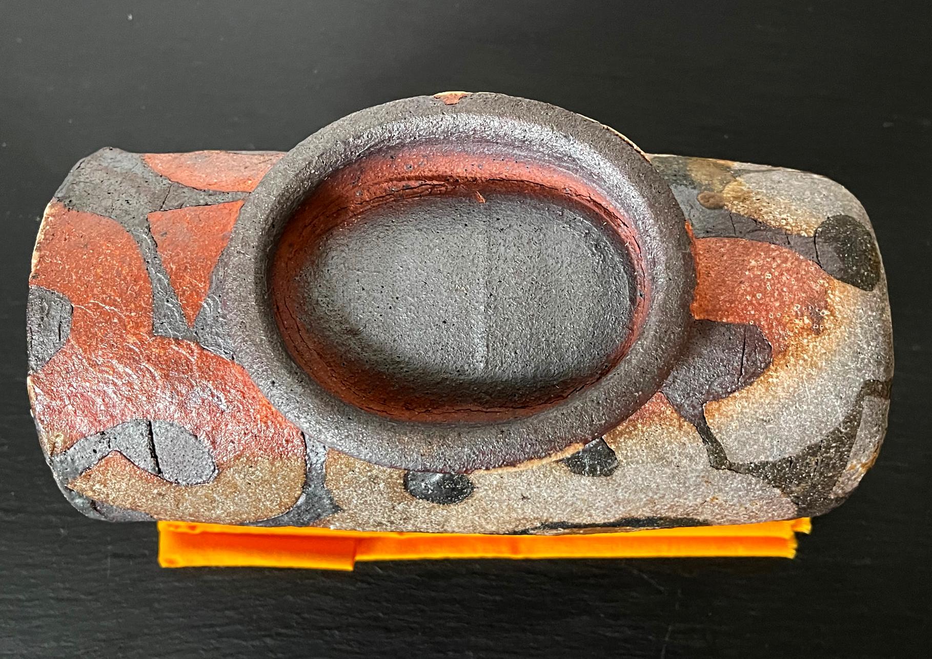 Japanese Modern Mingei Ceramic Vase with Inlay by Takauchi Shugo at 1stDibs