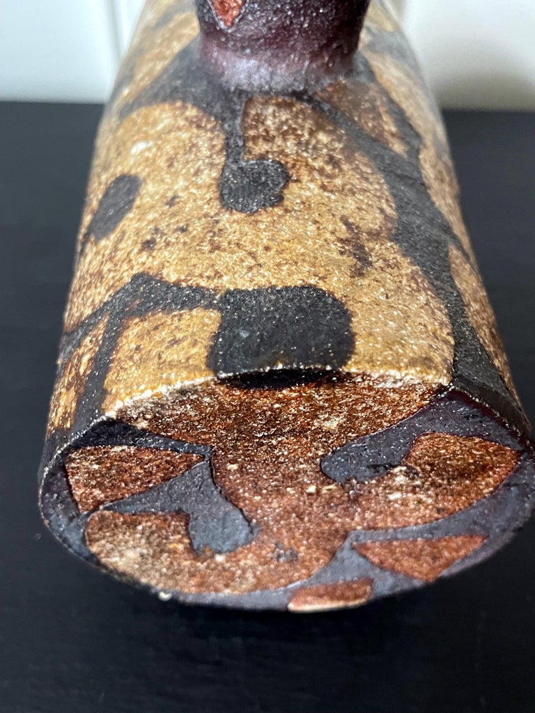 Japanese Modern Mingei Ceramic Vase with Inlay by Takauchi Shugo For ...