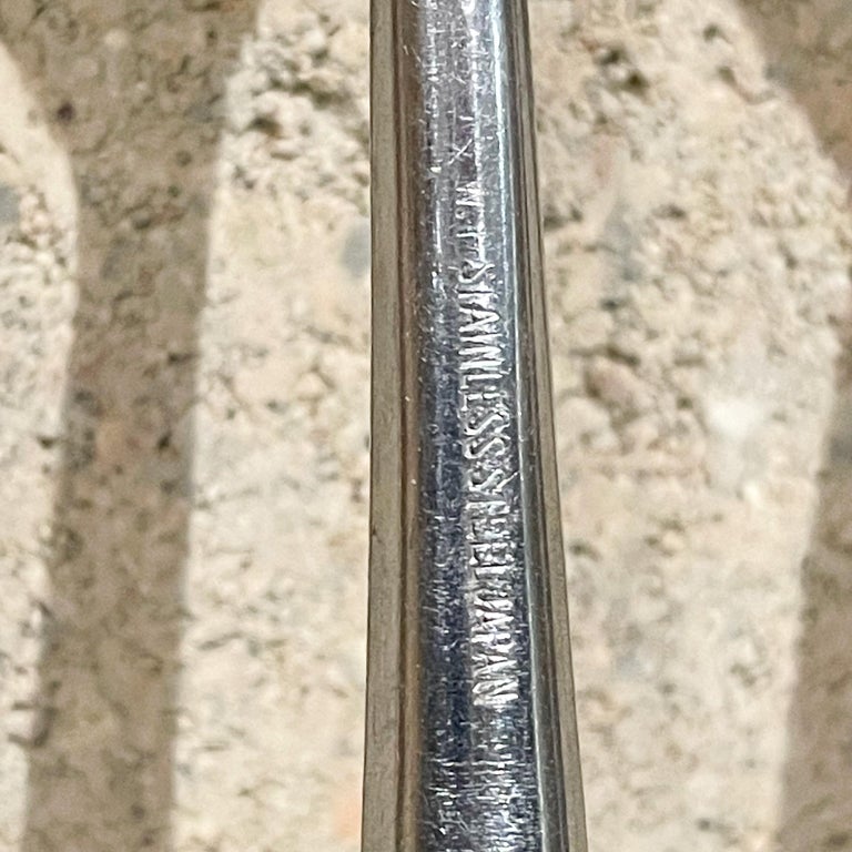 Japanese Modern Pair Cocktail Fondue Forks Sculpted Stainless Steel and ...
