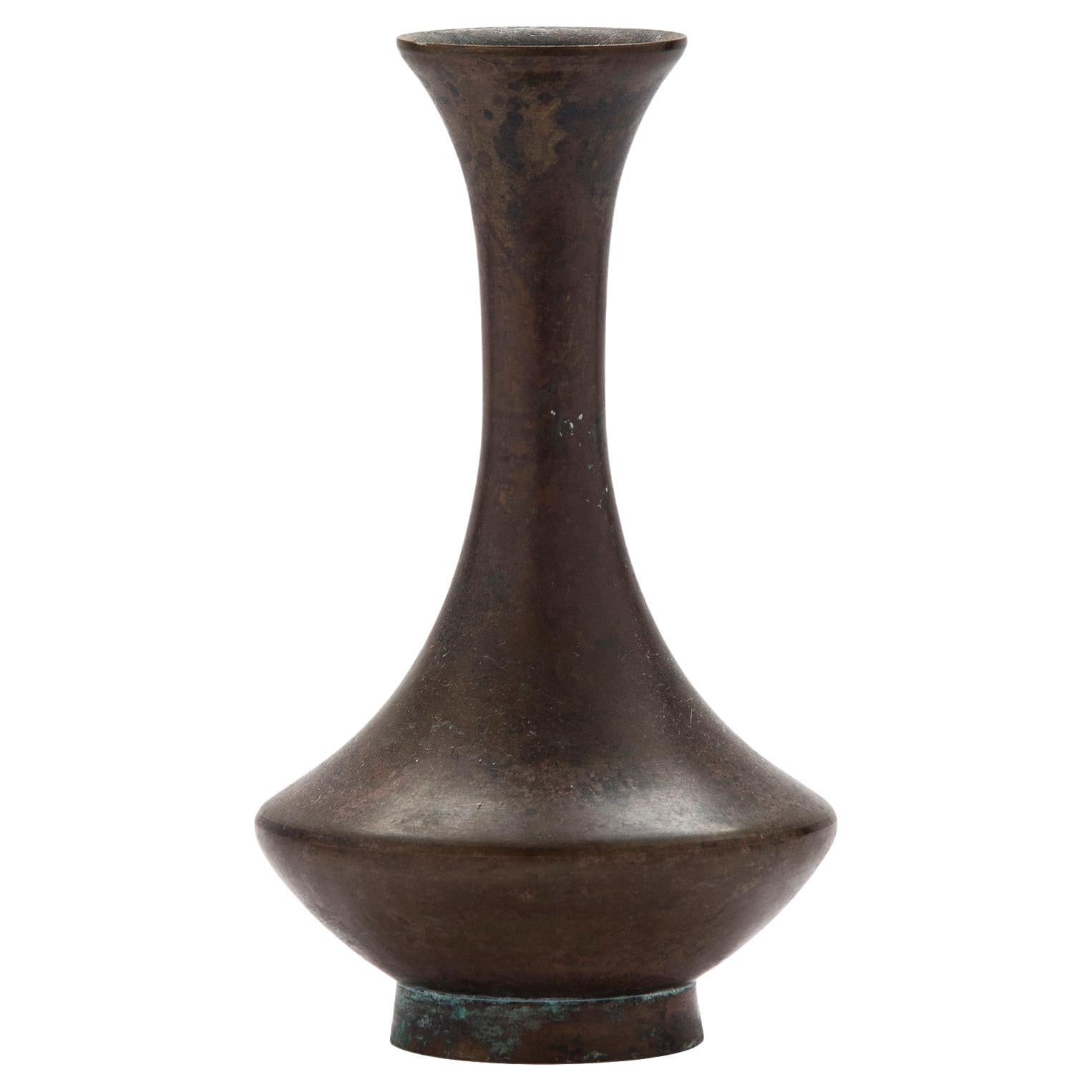 Tall and Slender Japanese Bud Vase with Smooth Mottled Bronze Finish at ...