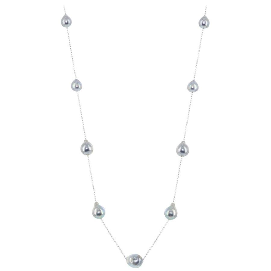 Japanese Blue Akoya Baroque Necklace For Sale at 1stDibs