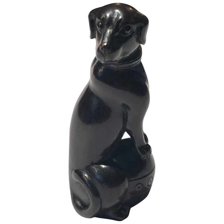 Japanese Netsuke, 20th Century, “Dog”, Wood Carved at 1stDibs