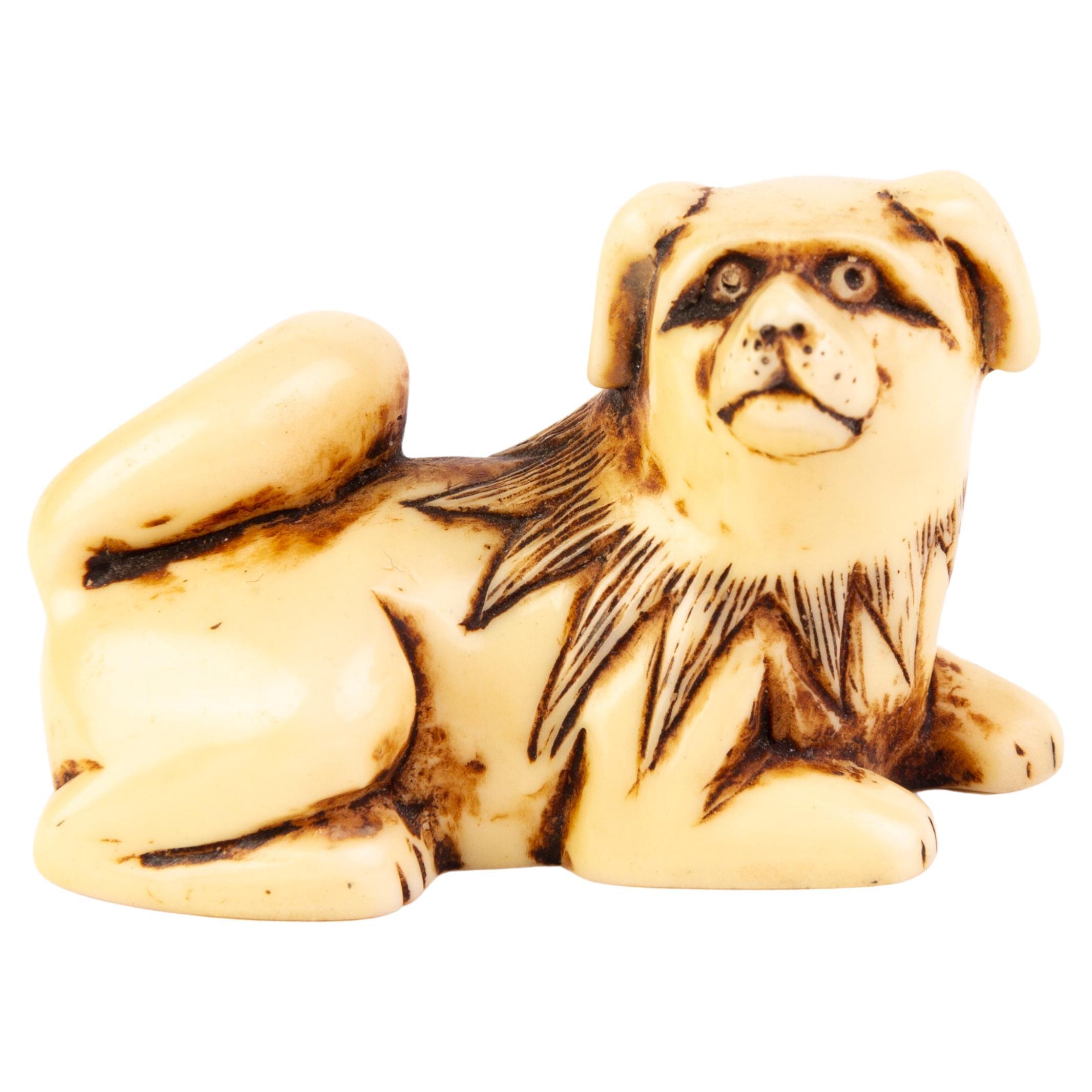 Japanese Netsuke Inro of Recumbent Dog For Sale at 1stDibs