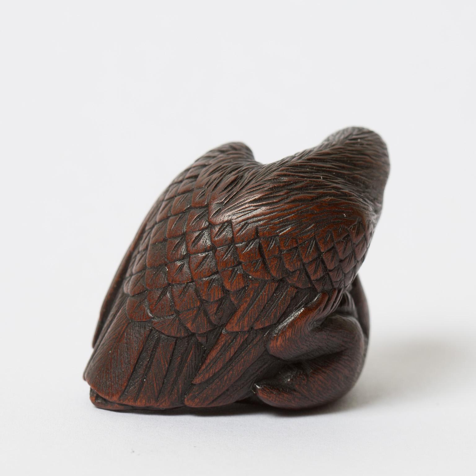 Japanese Netsuke with a Monkey and an Eagle, Signed Itsumin, 19 Century ...