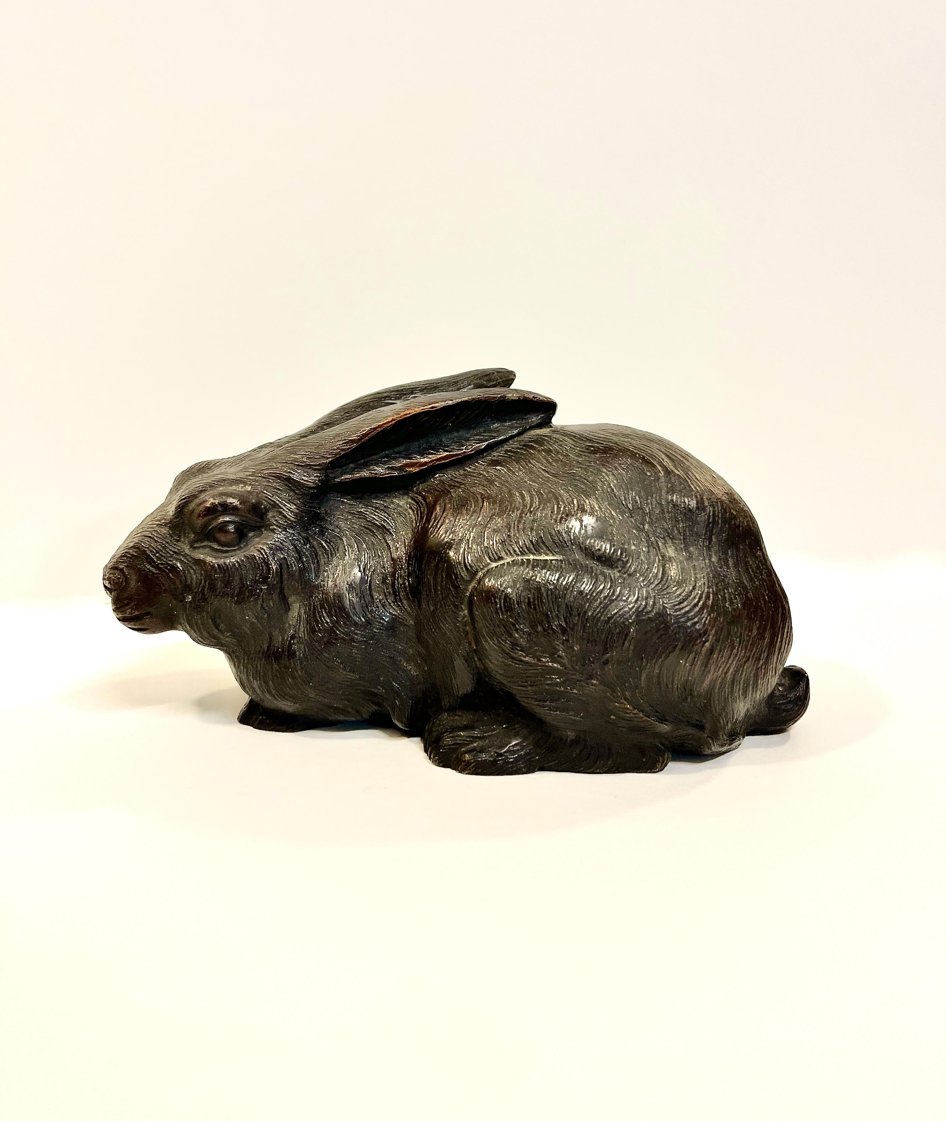 Japanese Okimo of Recumbent Rabbit For Sale at 1stDibs