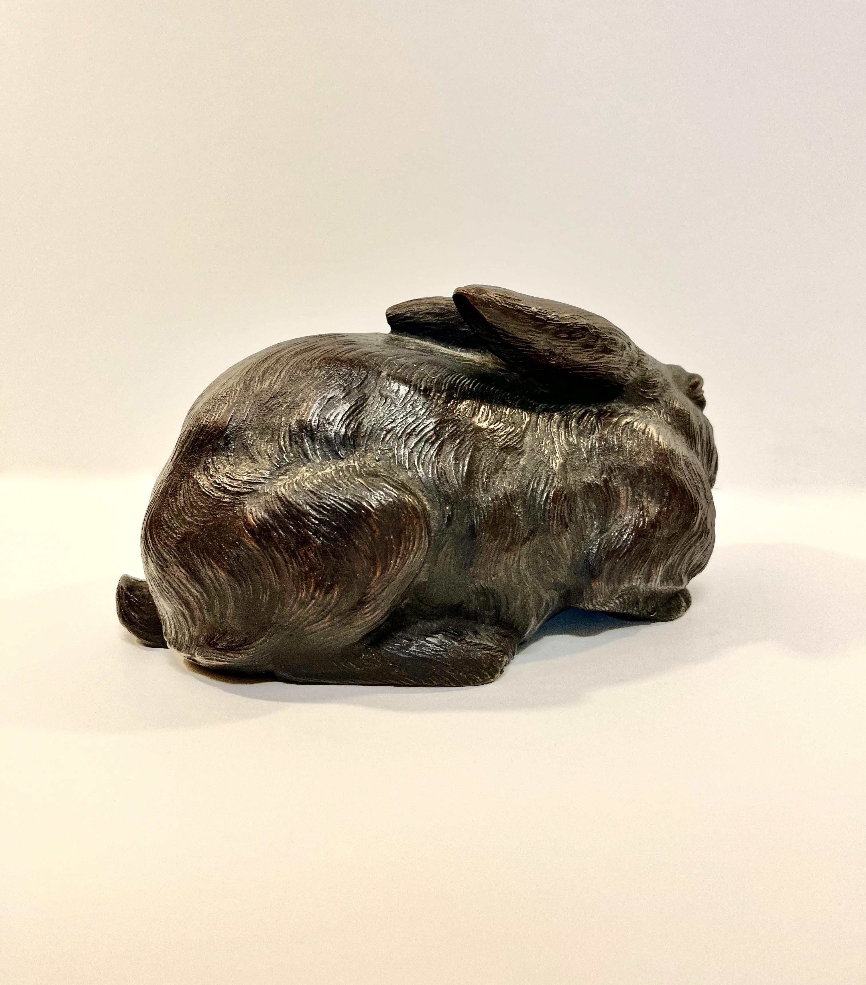 Japanese Okimo of Recumbent Rabbit For Sale at 1stDibs