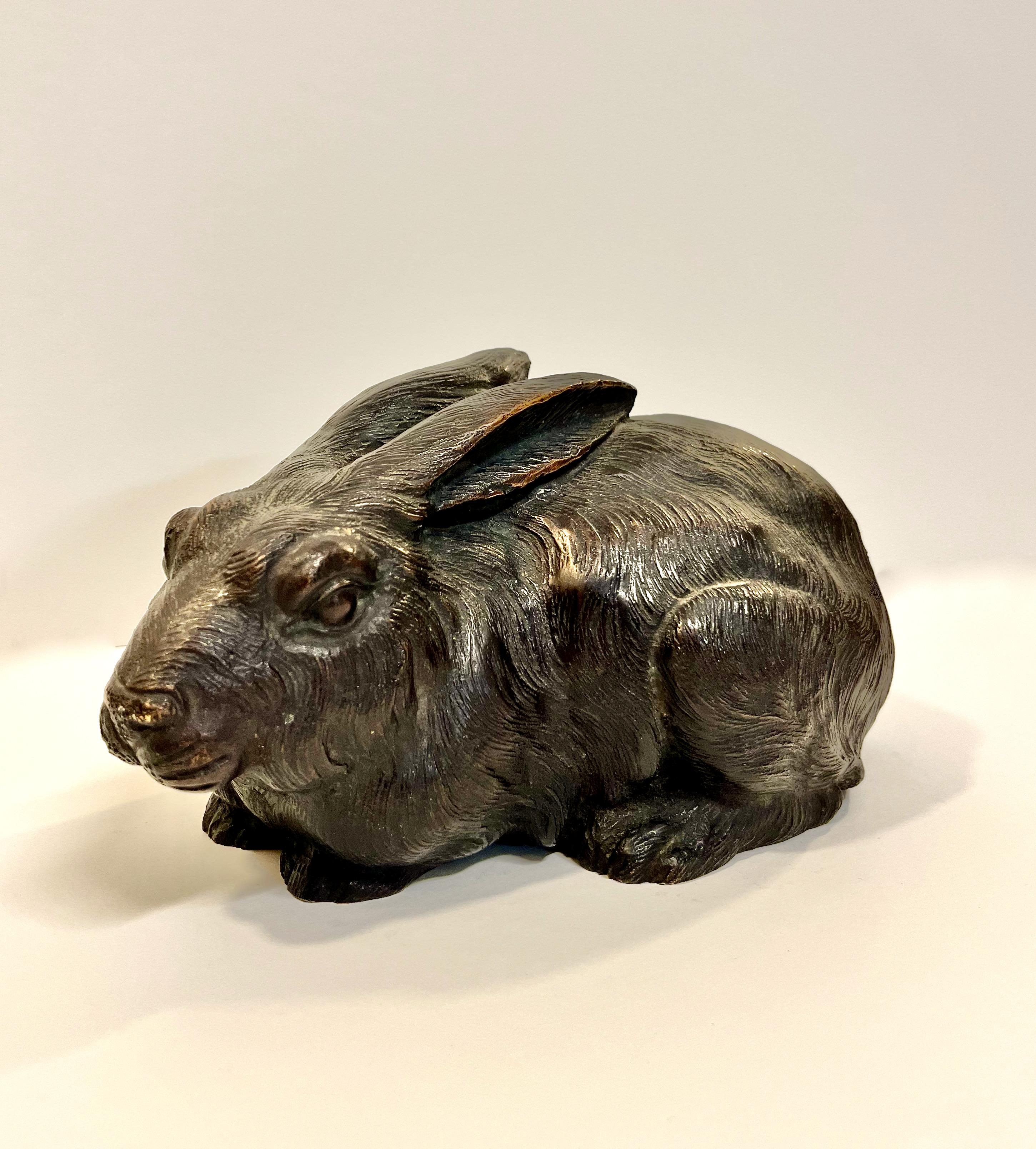 Japanese Okimo of Recumbent Rabbit For Sale at 1stDibs