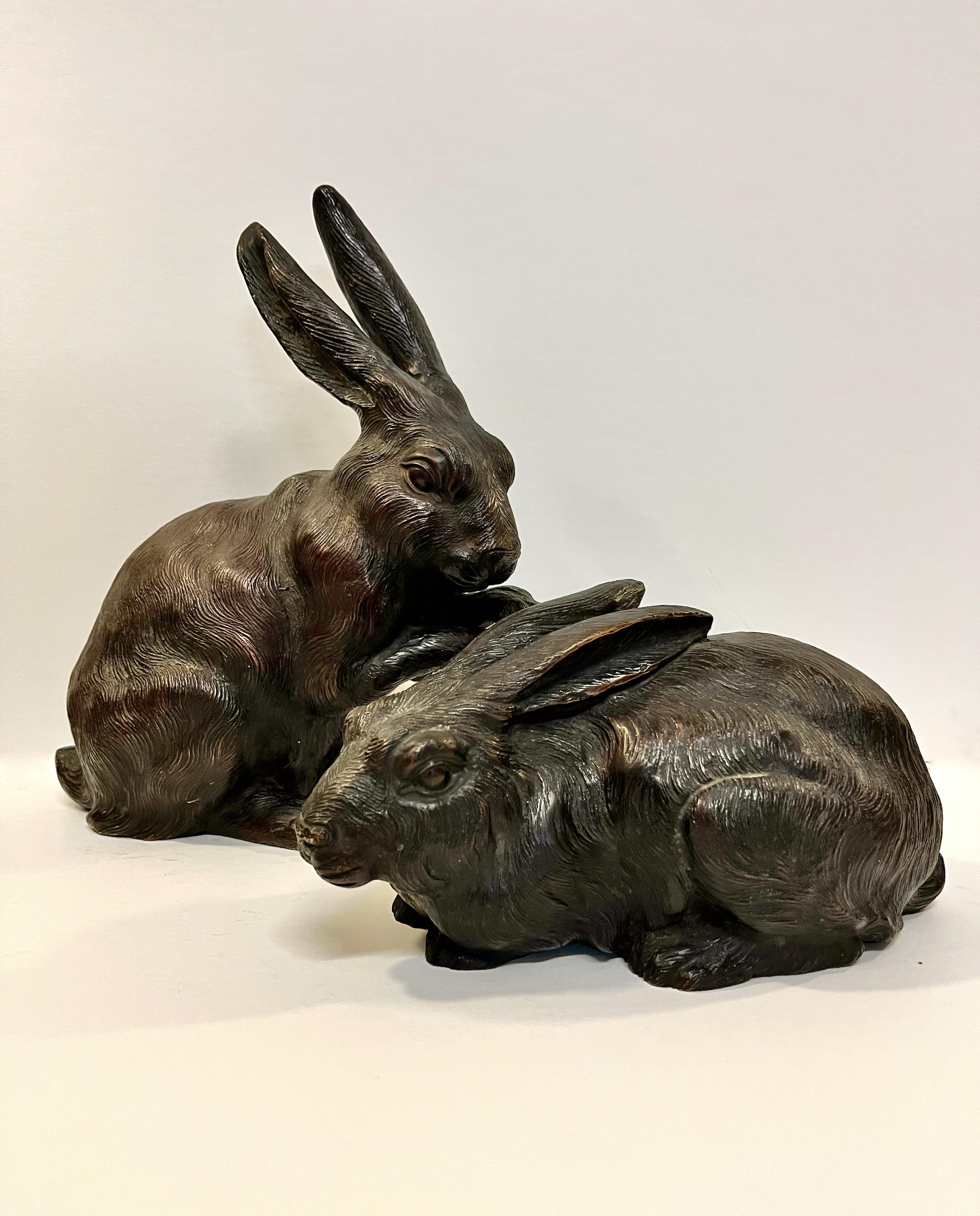 Japanese Okimo of Recumbent Rabbit For Sale at 1stDibs