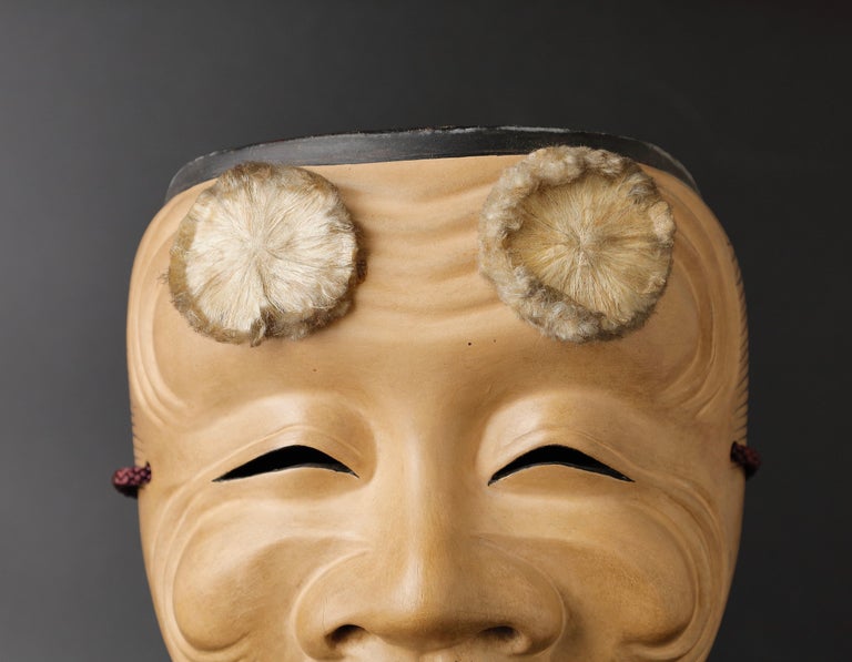 Japanese Okina Noh Mask Old Male with Long White Beard Expressing ...