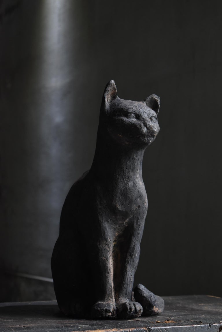 Sculpture japonaise de chat en argile ancienne sculpte des annes 1940 ...