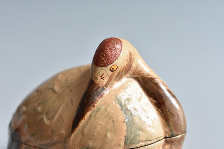 Japanese Old Crane-Shaped Incense Container / Lacquered Pottery ...
