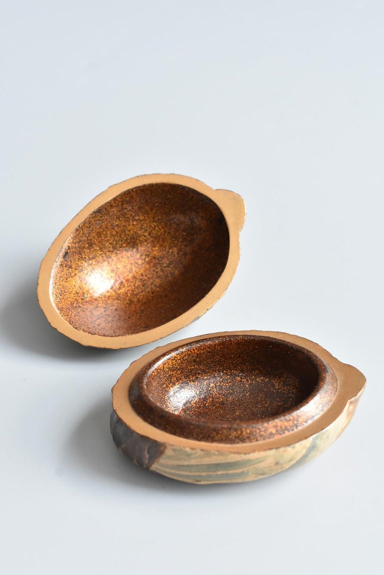 Japanese Old Crane-Shaped Incense Container / Lacquered Pottery ...