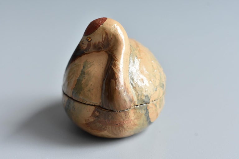 Japanese Old Crane-Shaped Incense Container / Lacquered Pottery ...