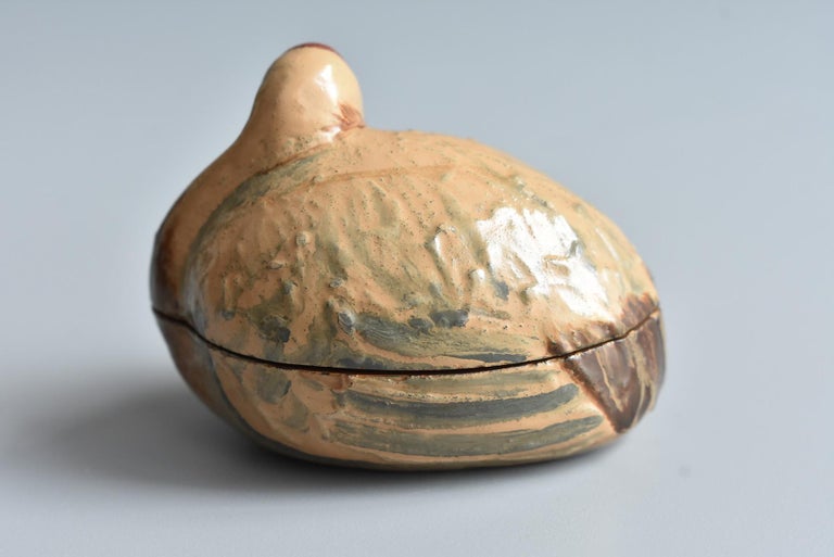 Japanese Old Crane-Shaped Incense Container / Lacquered Pottery ...