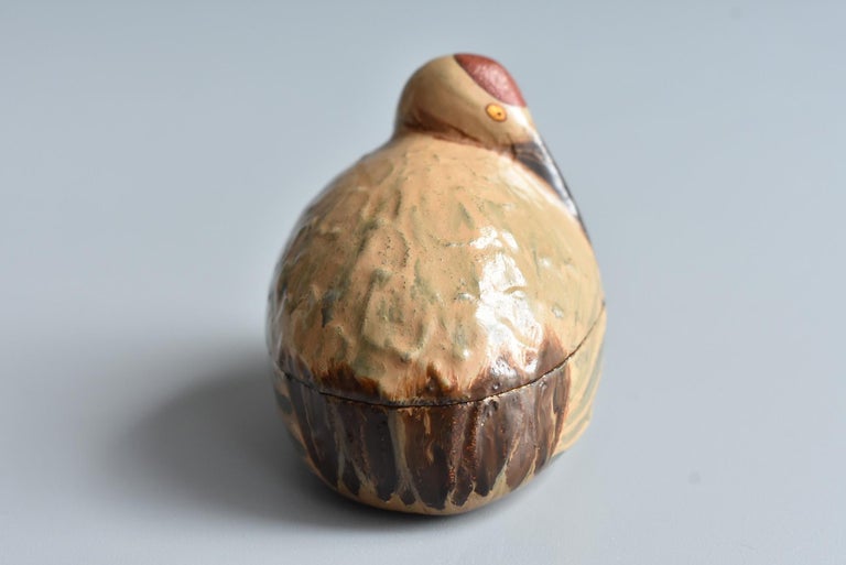 Japanese Old Crane-Shaped Incense Container / Lacquered Pottery ...