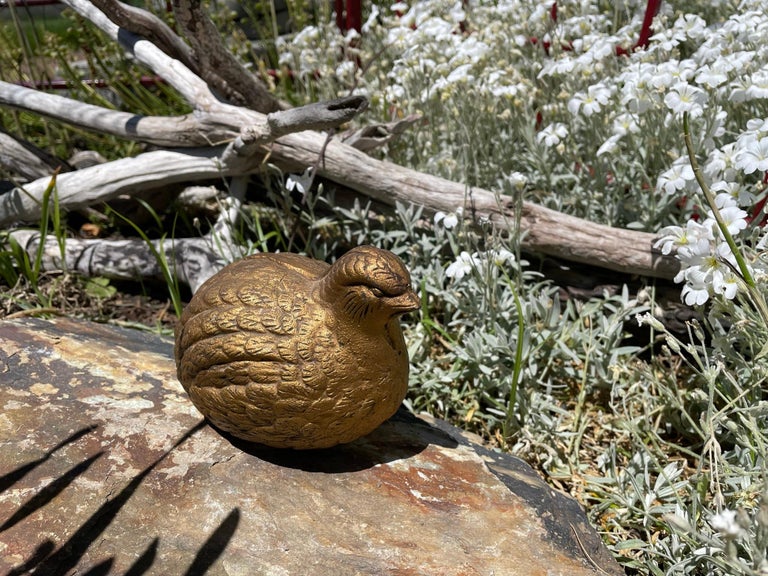 Japanese Old Gilt Quail Sculpture, Fine Details at 1stDibs