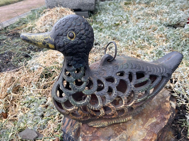 Japanese Old Hand Painted Swimming Mallard Duck Lighting Lantern at 1stDibs