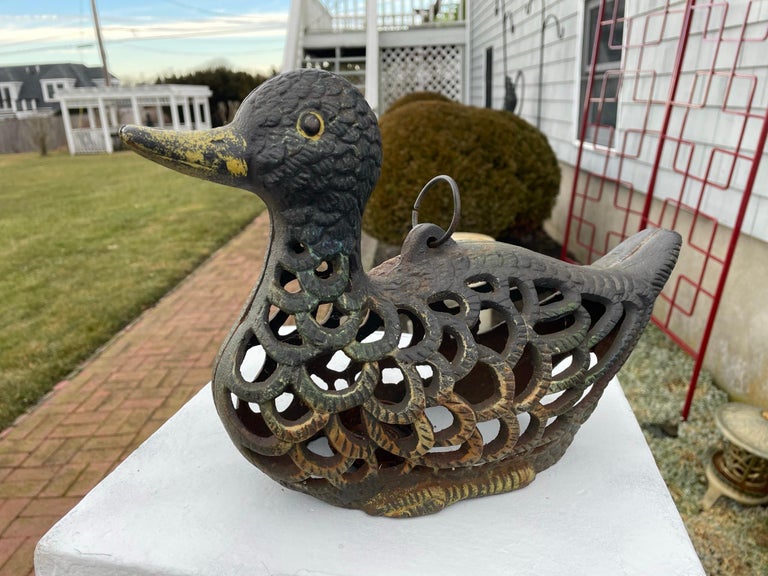 Japanese Old Hand Painted Swimming Mallard Duck Lighting Lantern at 1stDibs
