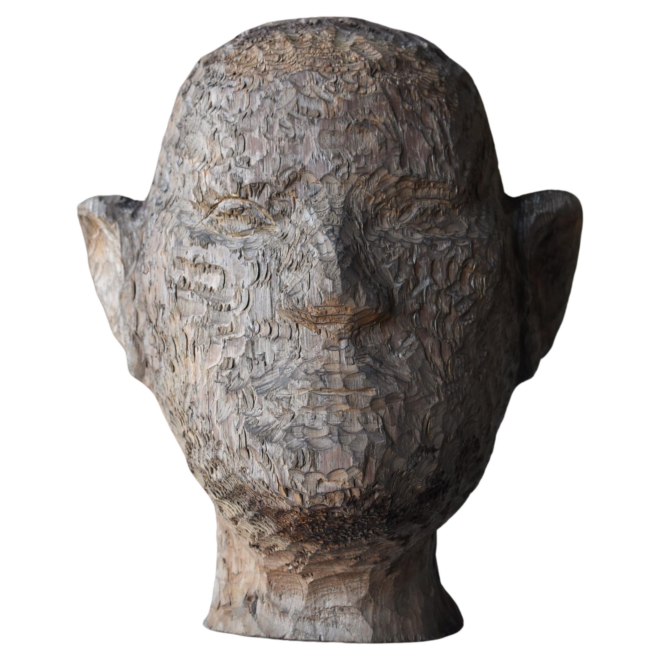 Japanese Old Head Sculpture 1950s-1970s / Wood Carving Figurine ...