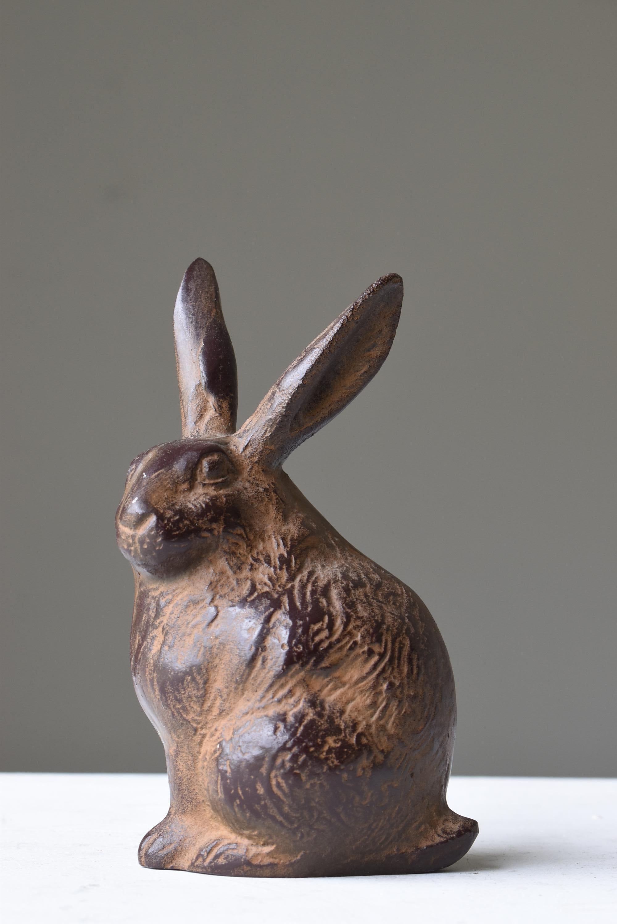 Japanese Old Iron Rabbit 1940s-1970s / Animal Figurine Object Wabi Sabi ...