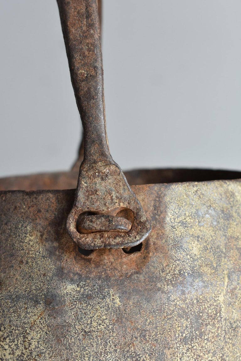 Japanese Old Iron Well Bucket and Chain / Hanging Cage / 19-20th ...