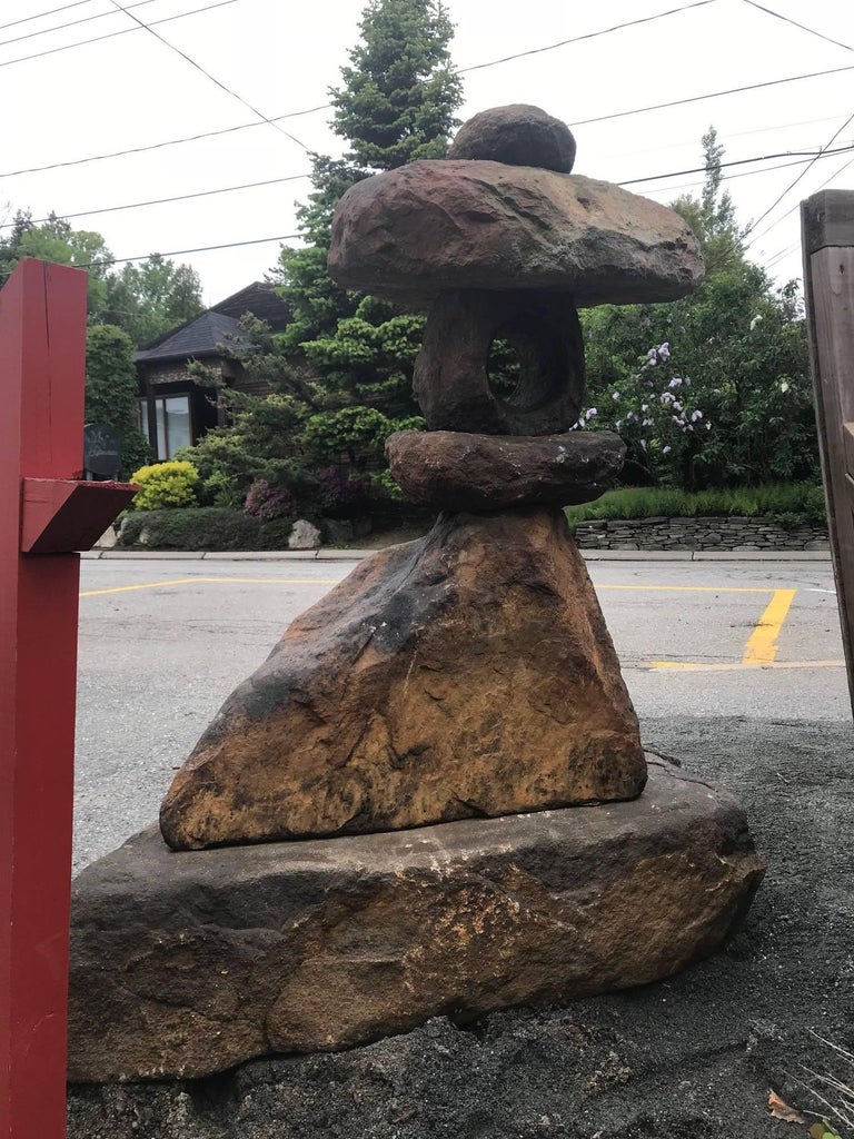 Japanese Old "Red Kurama" Stone Spirit Lantern- One-of-a-Kind at 1stDibs